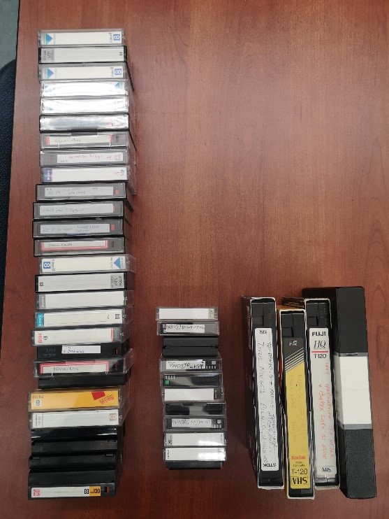 Some of the cassette and VHS video tapes shared by community residents ...